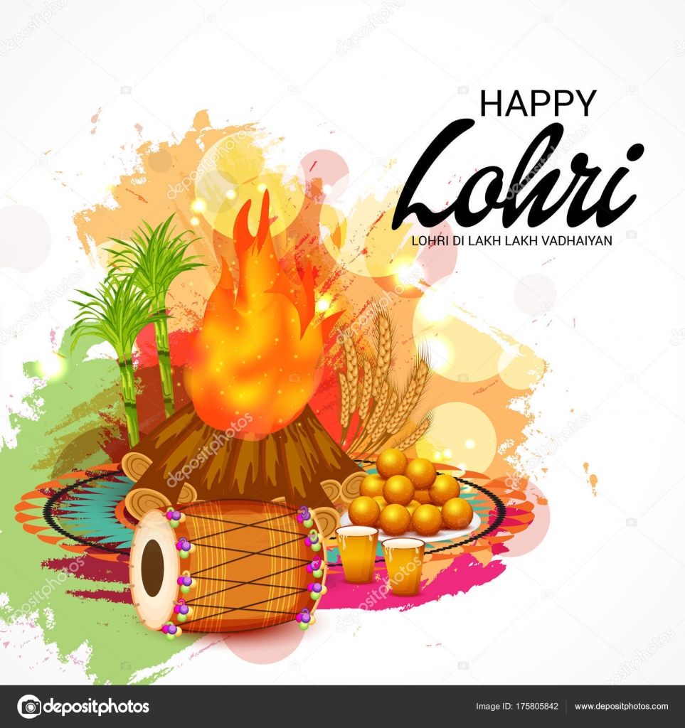 Vector Illustration Festival Happy Lohri Background - Lohri Di Lakh ...