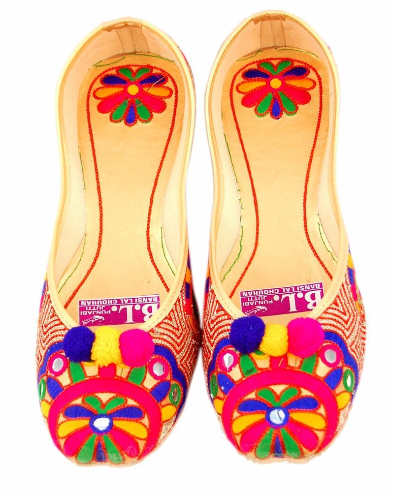 Indian Punjabi Jutti Womans Emboridered Khussa Multi - Multi Colour ...