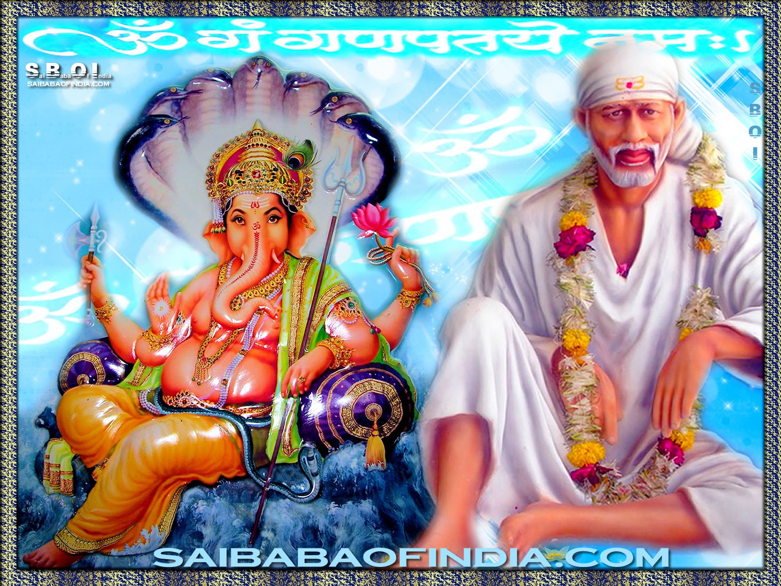 Lord Ganesha Sai Baba (#781779) - HD Wallpaper & Backgrounds Download