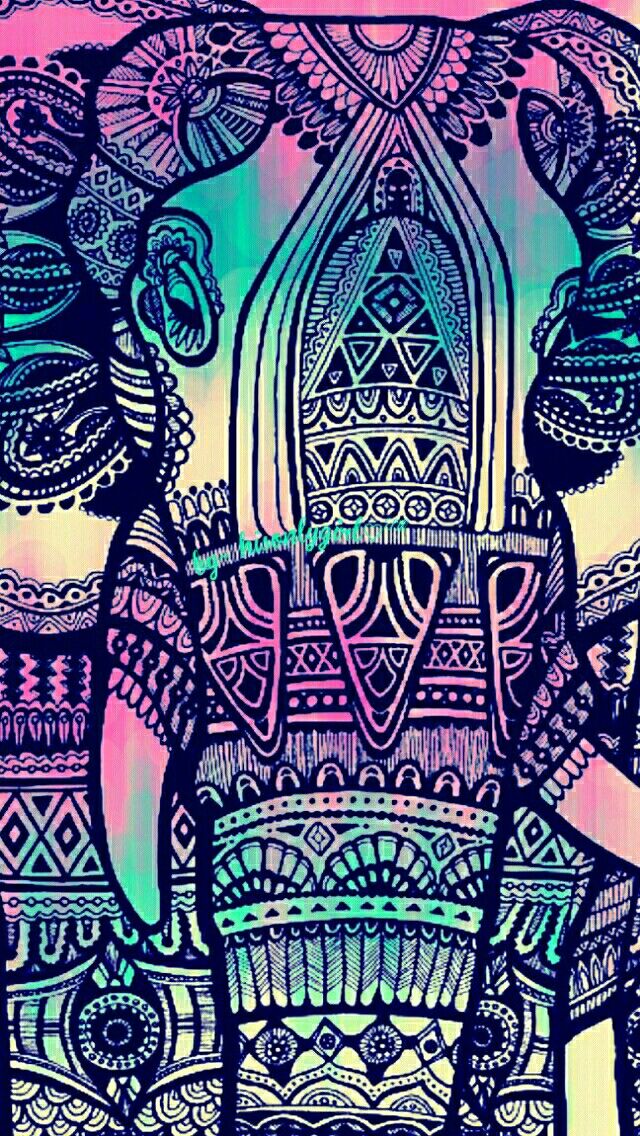 Elephant Tribal Grunge Wallpaper I Created For The - Animal Black And ...