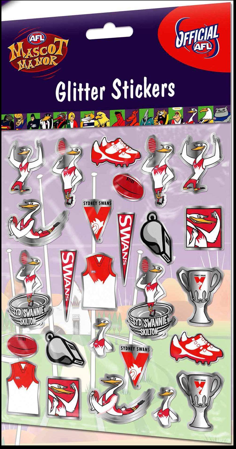 Download Details About Sydney Swans Afl Glitter Sticker Sheet - Cartoon ...