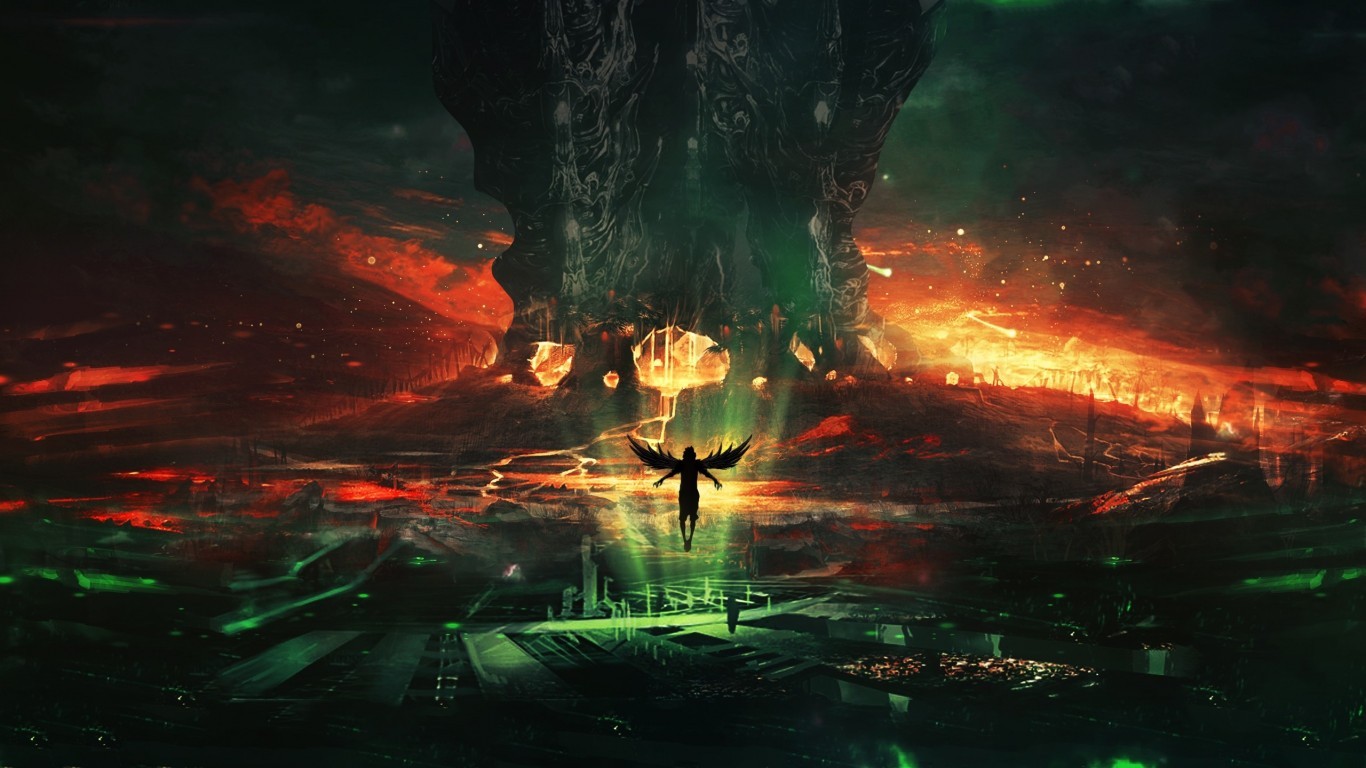 Fallen Angel, Hell, Fire, Lava, Wings, Artwork - Hell Art Fantasy ...