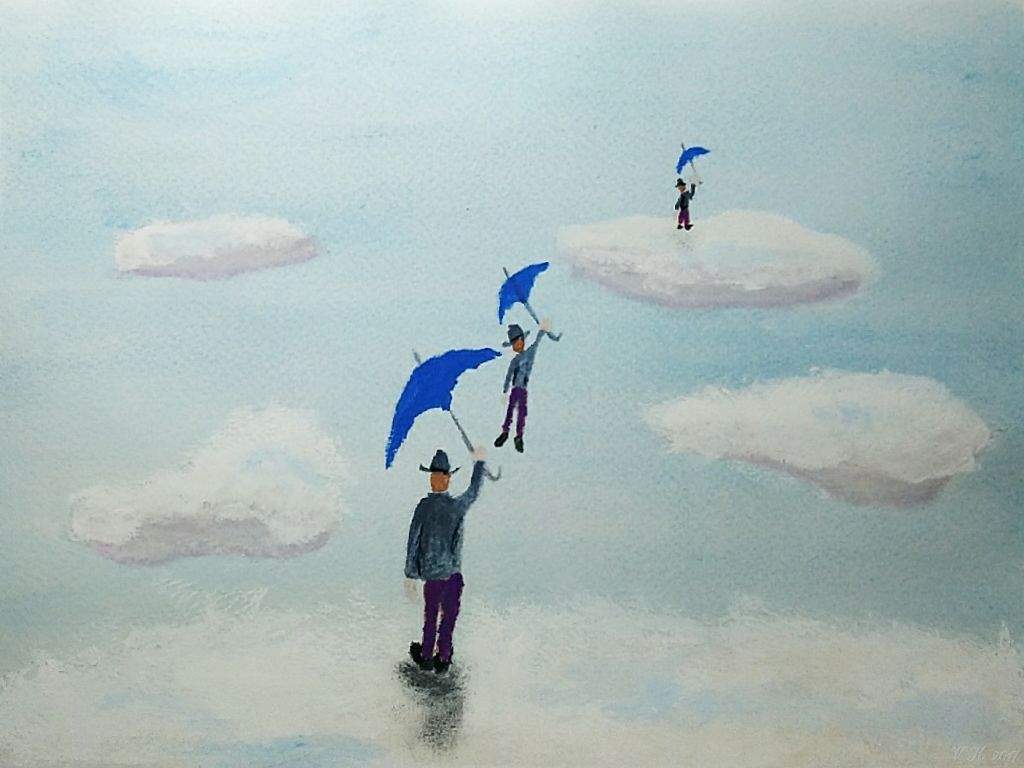 Flying Men - Painting (#979276) - HD Wallpaper & Backgrounds Download